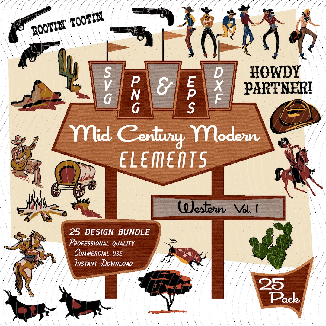 Western Design Elements Vol 1 | Mid-century Modern 25 Item Bundle ...