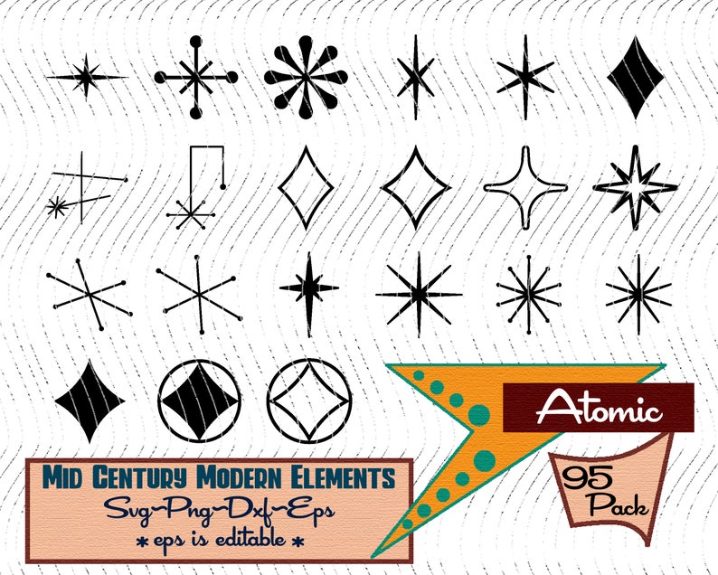 Atomic Designs Mid-century Modern 95 Design Elements Retro - Etsy
