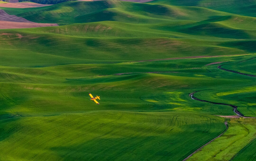 Rolling Wheat Fields, Crop Duster, Palouse, Digital Download, Landscape ...
