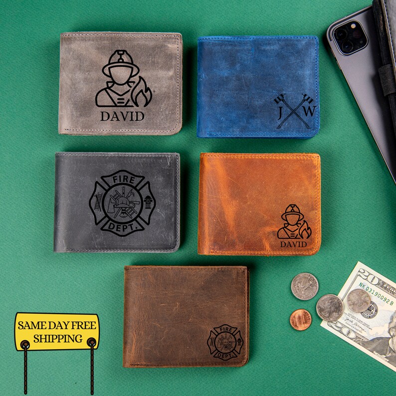 Firefighter Gift Wallet Fire Department Gift Personalized - Etsy