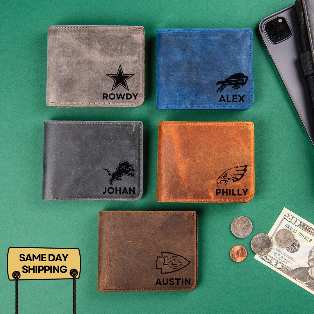 Football, Personalized Leather Wallet, Custom Leather Wallets, Football ...