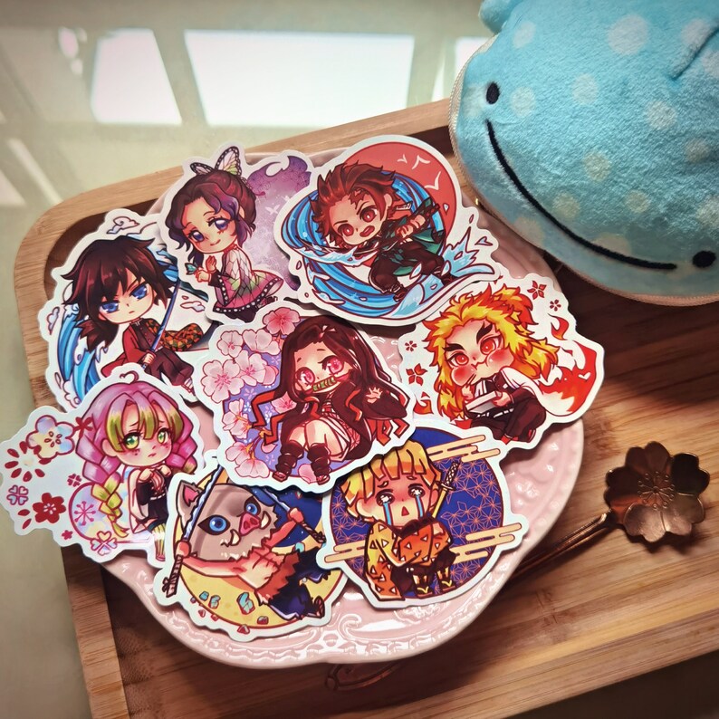 Demon Chibi Anime Characters Sticker Set Waterproof Laminated - Etsy UK