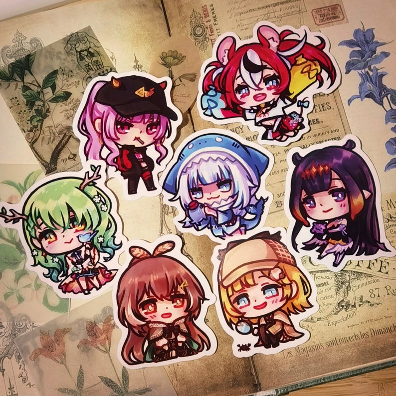 Hololive EN Vtuber Sticker Waterproof Laminated - Etsy