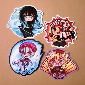 Demon Chibi Anime Characters Sticker Set Waterproof Laminated Gift Art ...