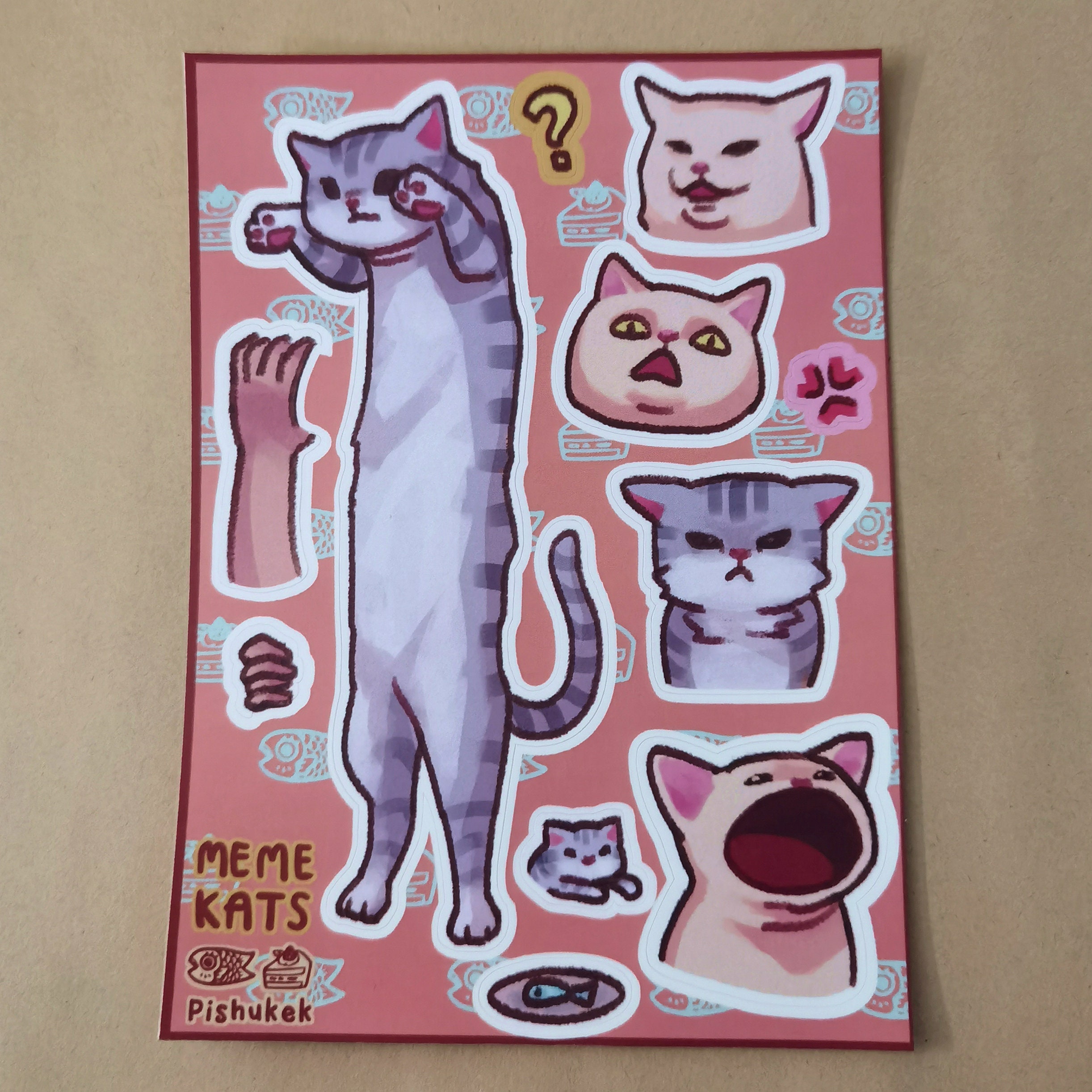 Meme Cats Sticker Sheets Cute Cat Meme Waterproof Laminated | Etsy