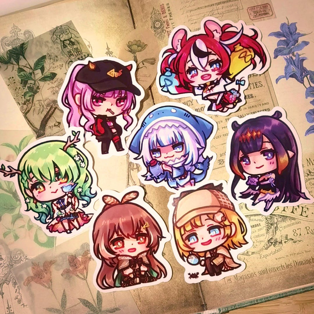 Hololive EN Vtuber Sticker Waterproof Laminated - Etsy