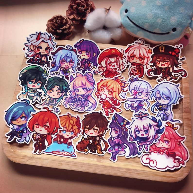 Genshin Impact Chibi Stickers Laminated Waterproof - Etsy