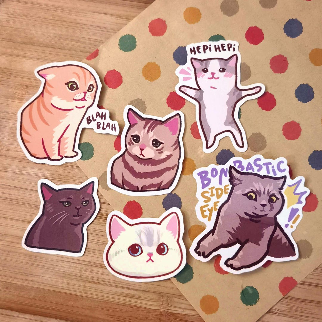 Internet Memes Viral Tiktok Cats | Animal Memes Stickers - Etsy