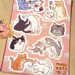 Meme Cats Sticker Sheets | Cute Cat Meme Waterproof Laminated Stickers ...