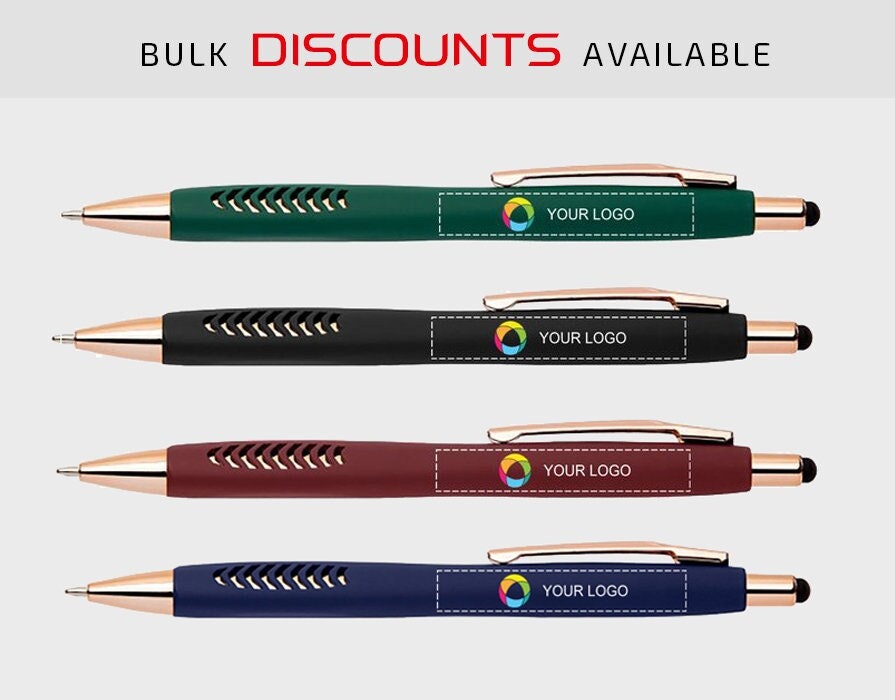 100 Personalized Ballpoint Pens Bulk, Custom Corporate Text/ Logo, Promotional Marketing, Swag ...