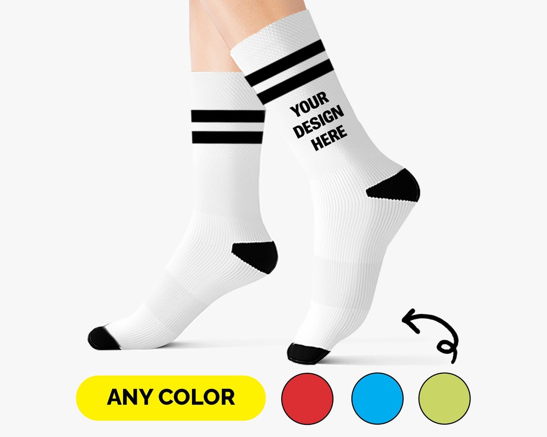 Custom Text Striped Crew Socks, Personalized Printed Socks for Him With ...