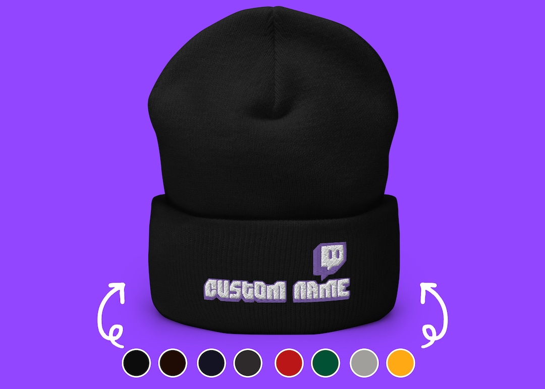 Custom Twitch Channel Name Embroidered Beanie, Customized Twitch Logo ...