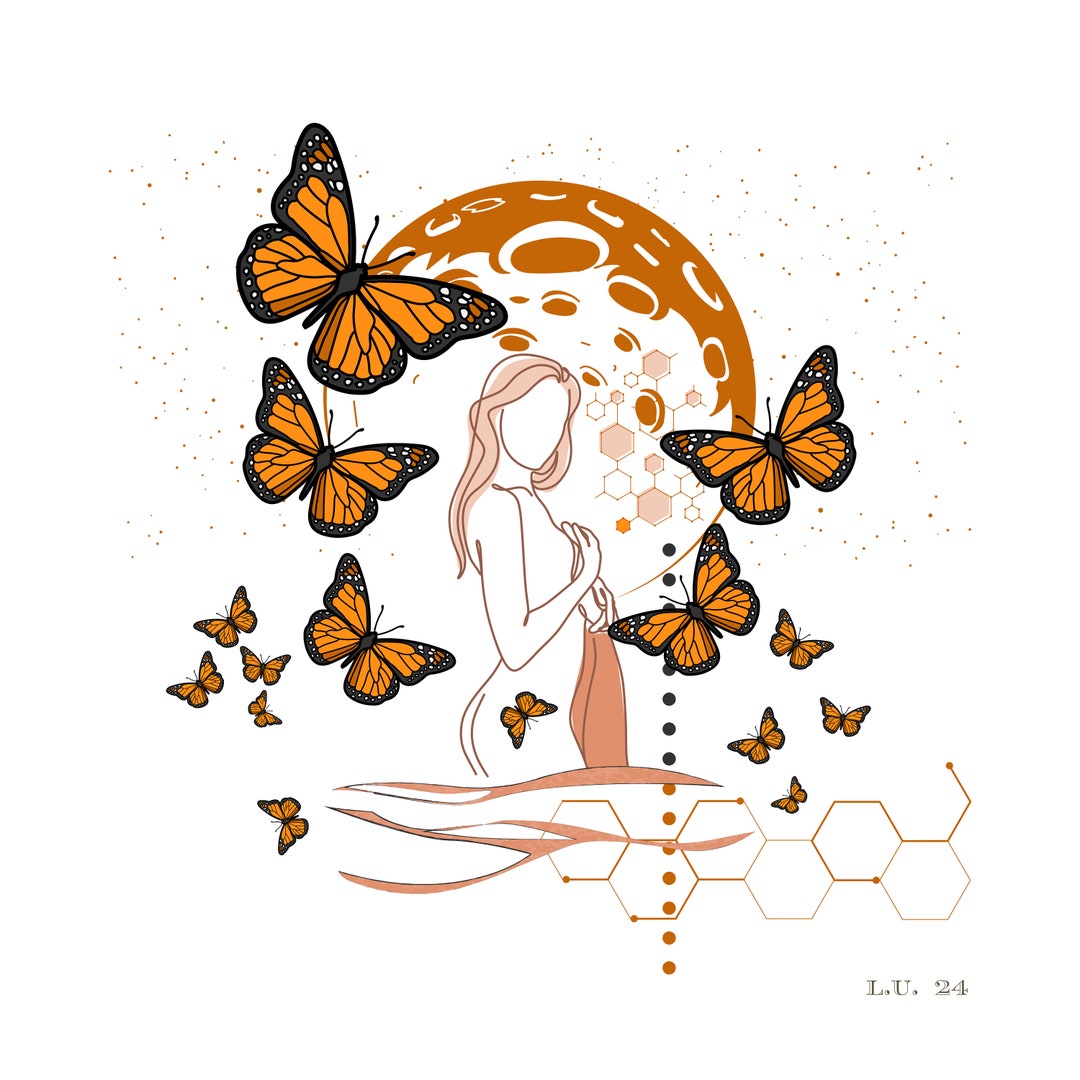Monarch Flight: Monarch Butterflies Fluttering Around a Naked Woman ...
