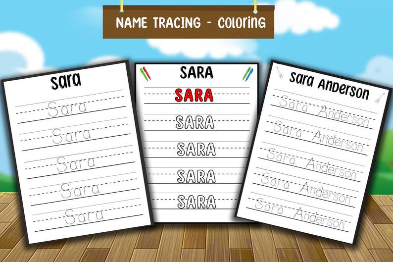 Custom Name Tracing Worksheet, Handwriting Practice (PDF Pattern) - Etsy