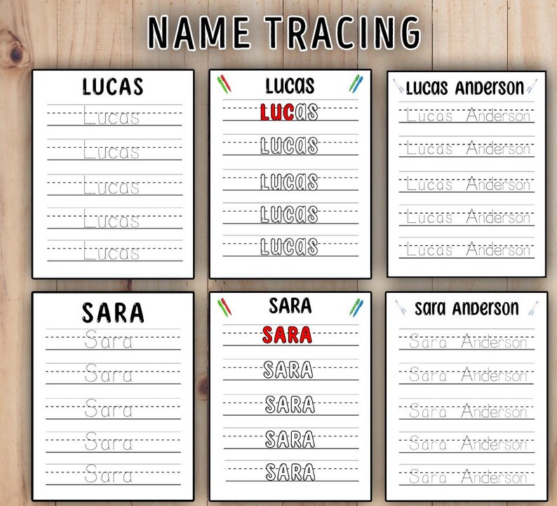 Custom Name Tracing Worksheet, Handwriting Practice (PDF Pattern) - Etsy