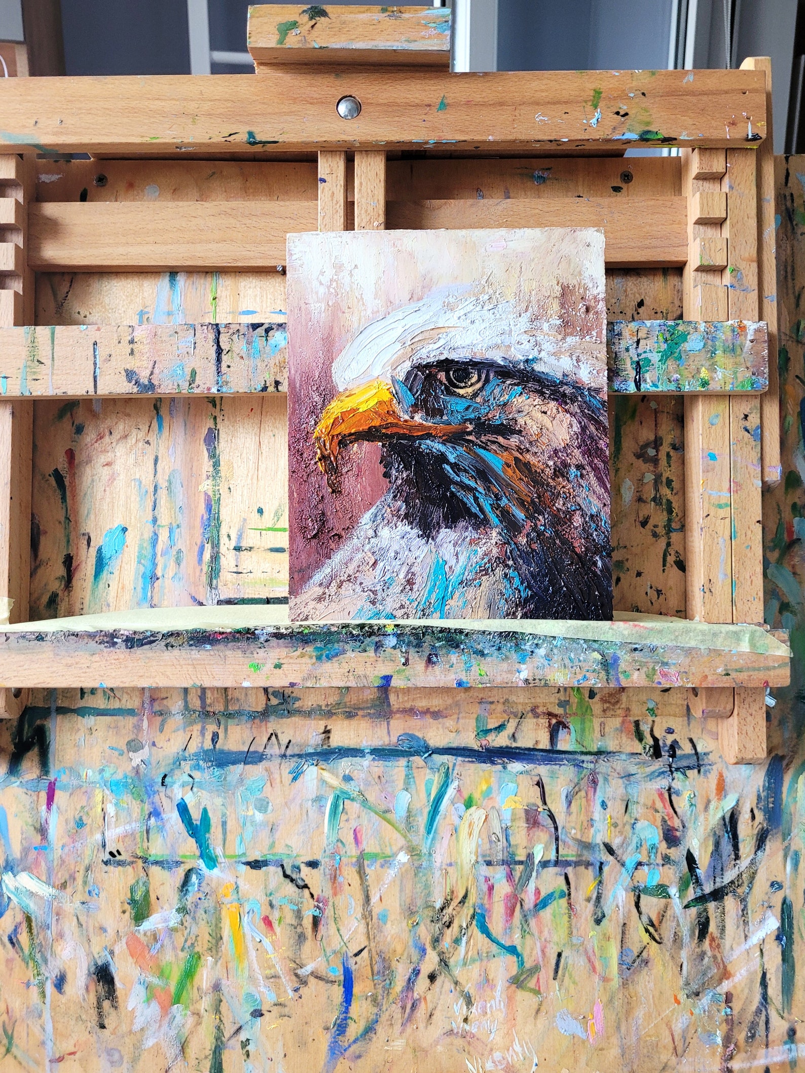Eagle Painting Bird Painting Original Art Impasto Oil Painting 6x8 Bald ...