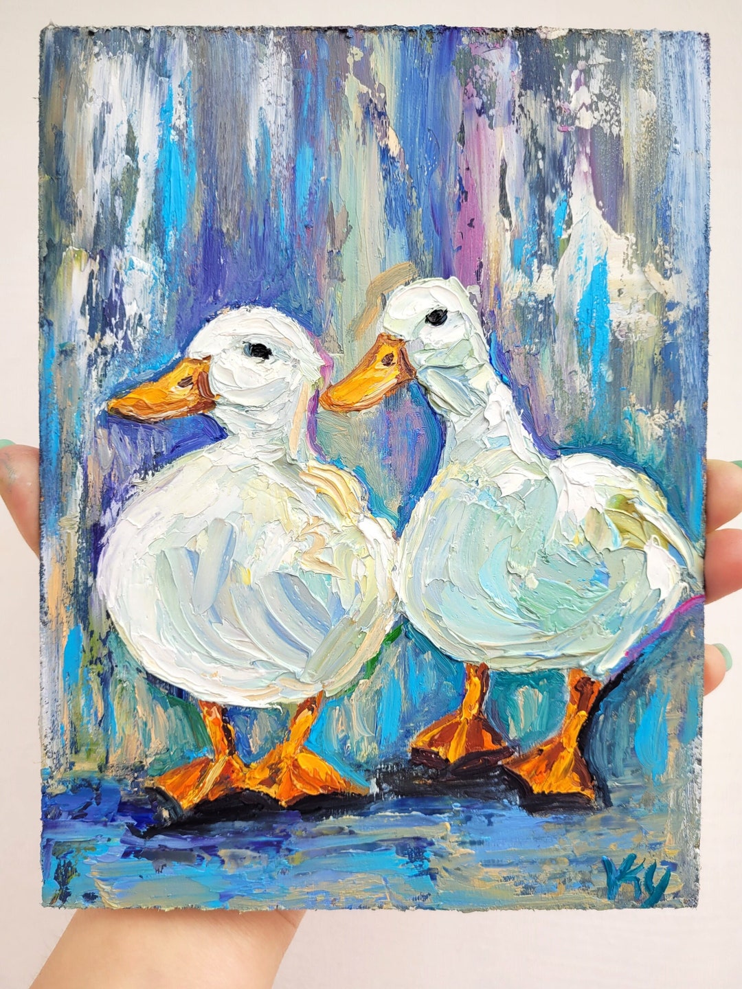 Friendship Duck Painting Animal Painting Original Impasto Oil Painting ...