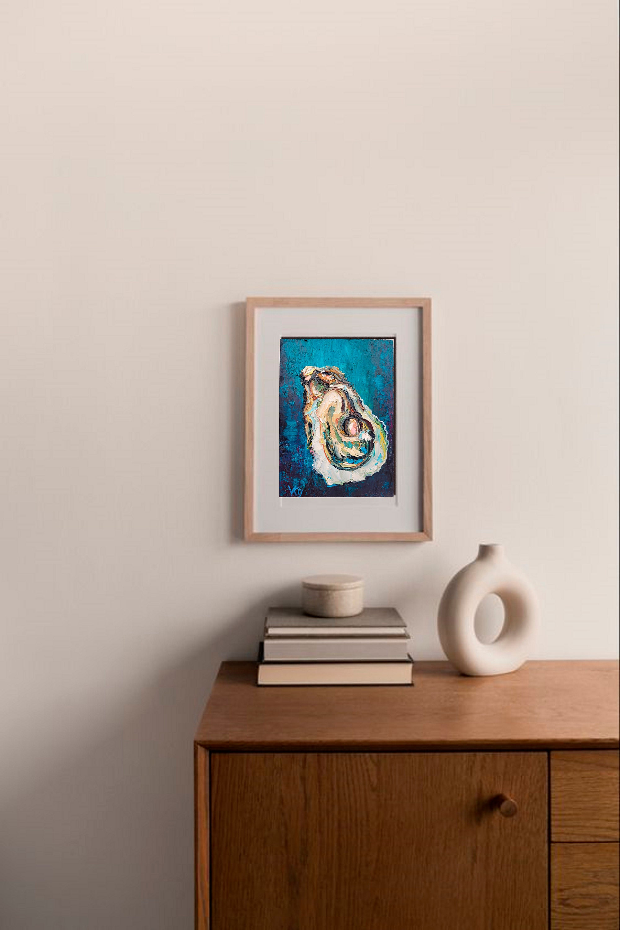 Oyster Painting Shell Original Art Impasto Oil Painting 5x7 Seafood Art ...