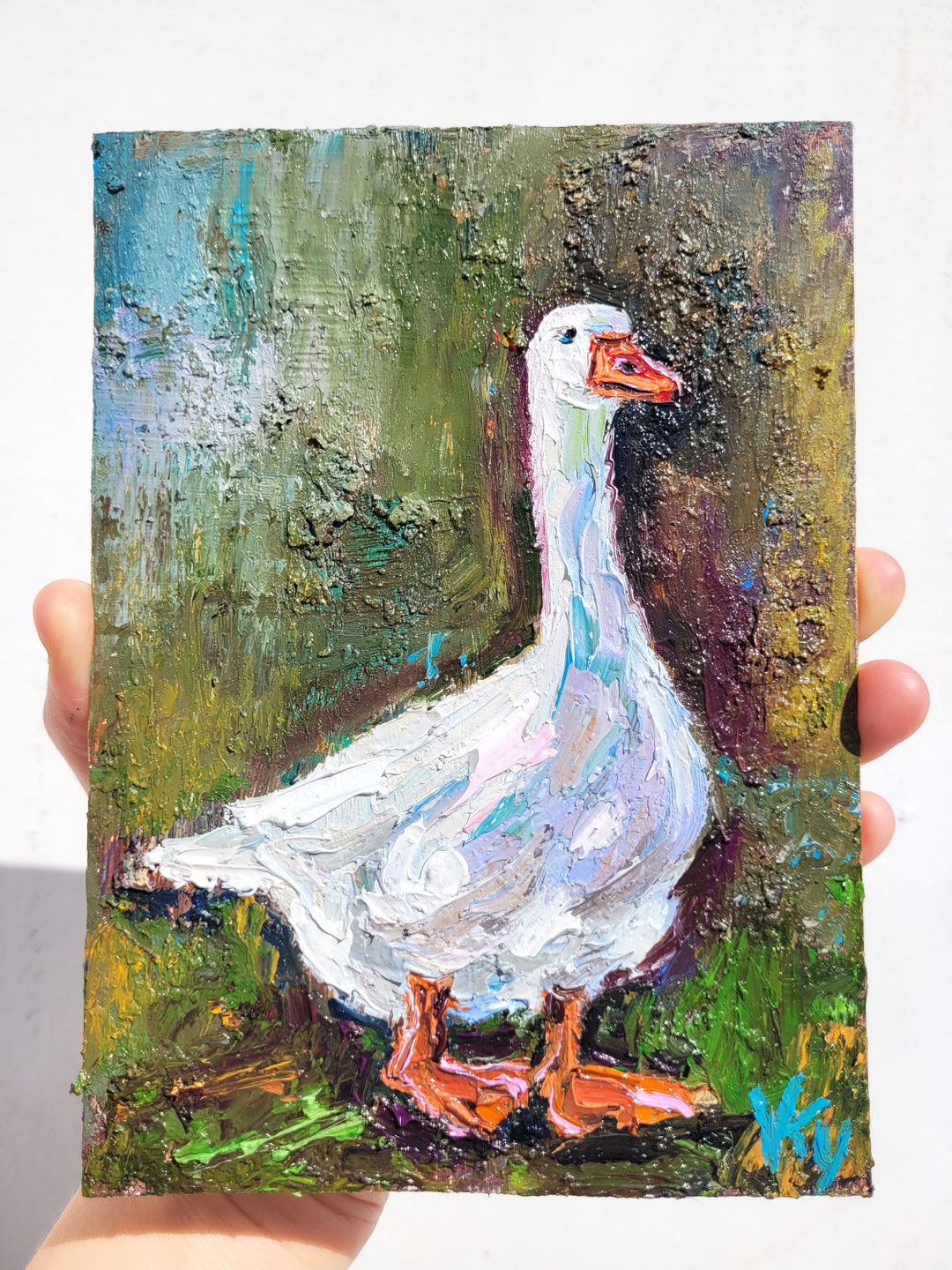 Goose Painting Bird Original Art Impasto Oil Painting 5x7 Duck Painting ...