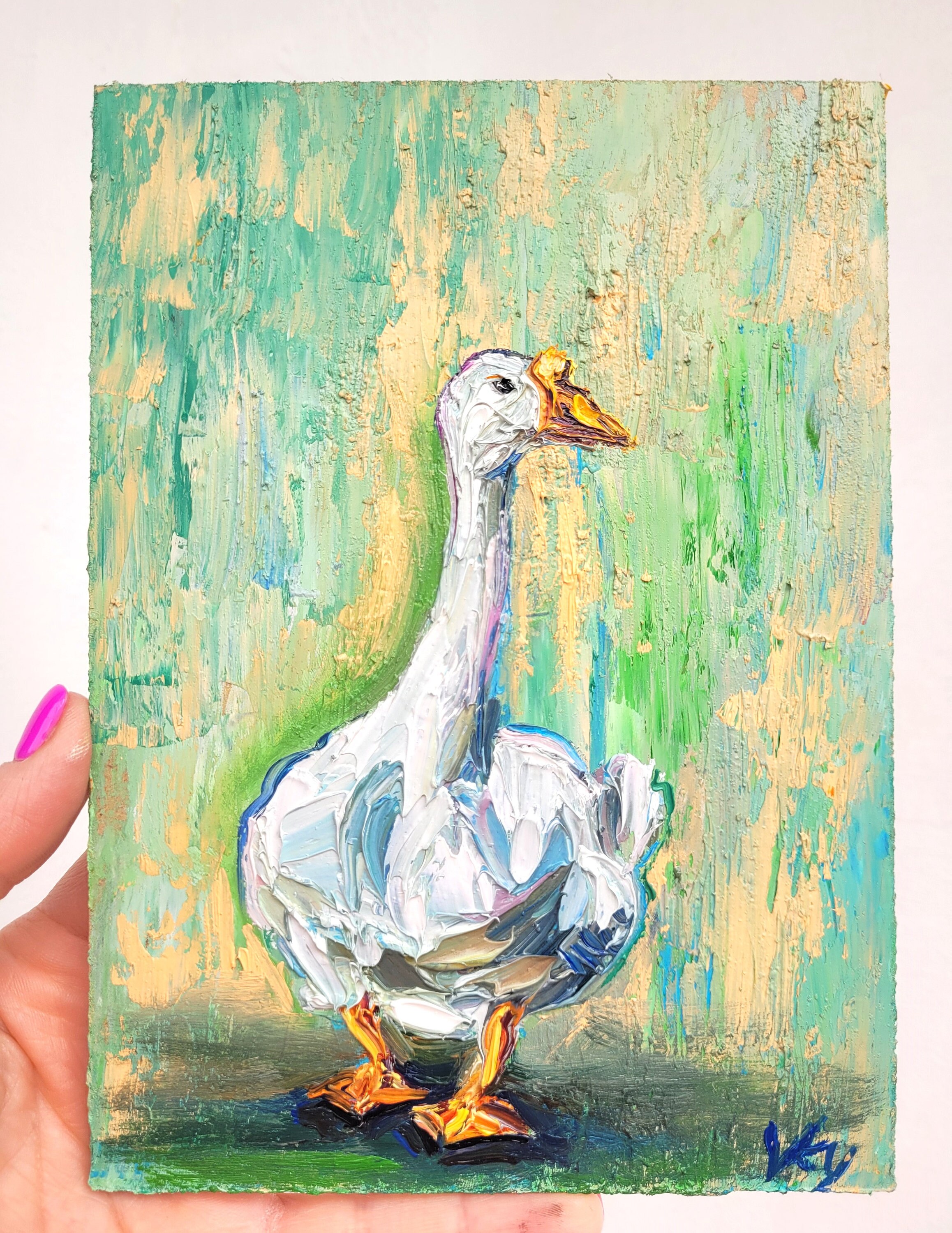 Goose Painting Farm Animals Painting Original Impasto Oil Painting 5x7 ...