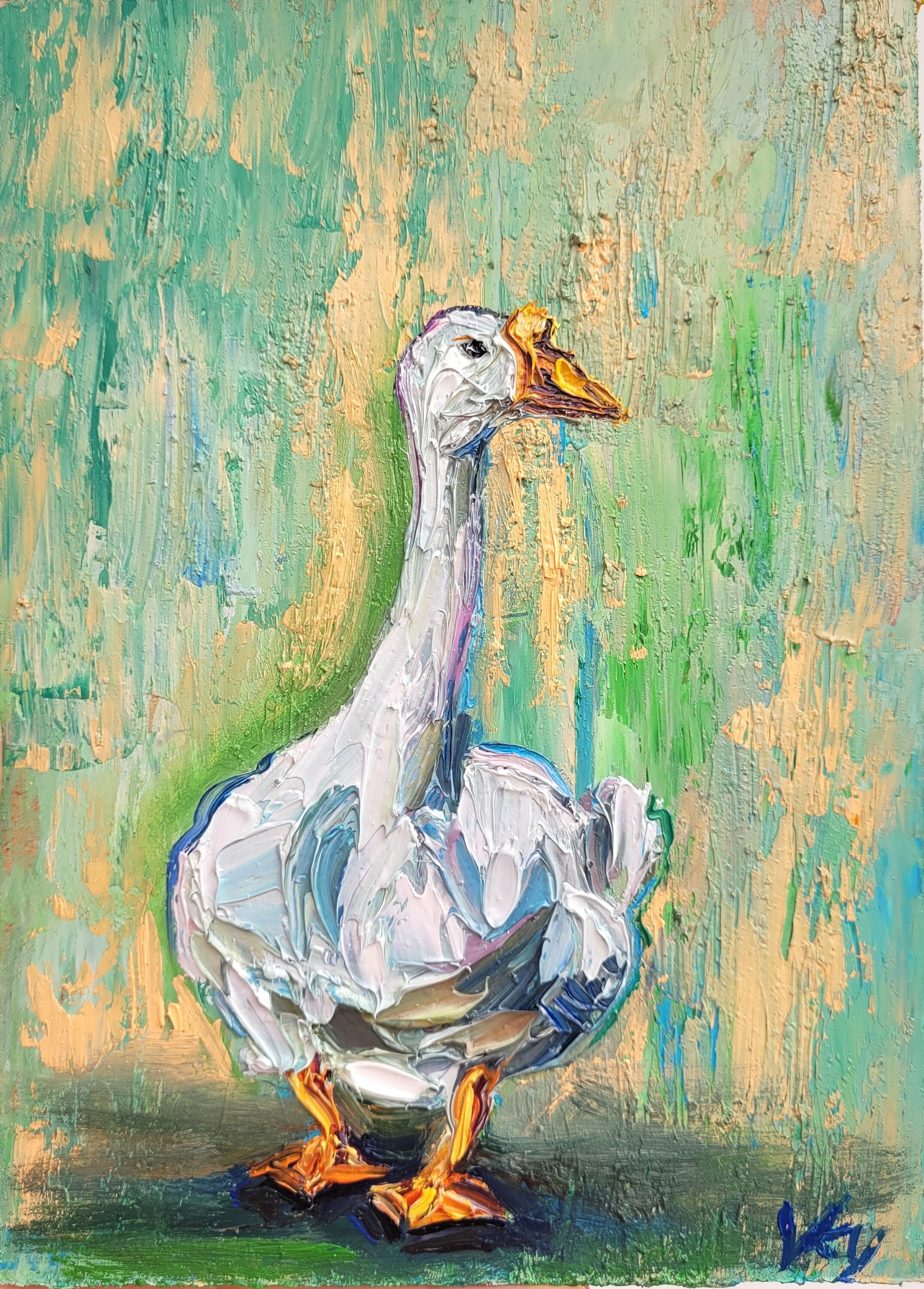 Goose Painting Farm Animals Painting Original Impasto Oil Painting 5x7 ...