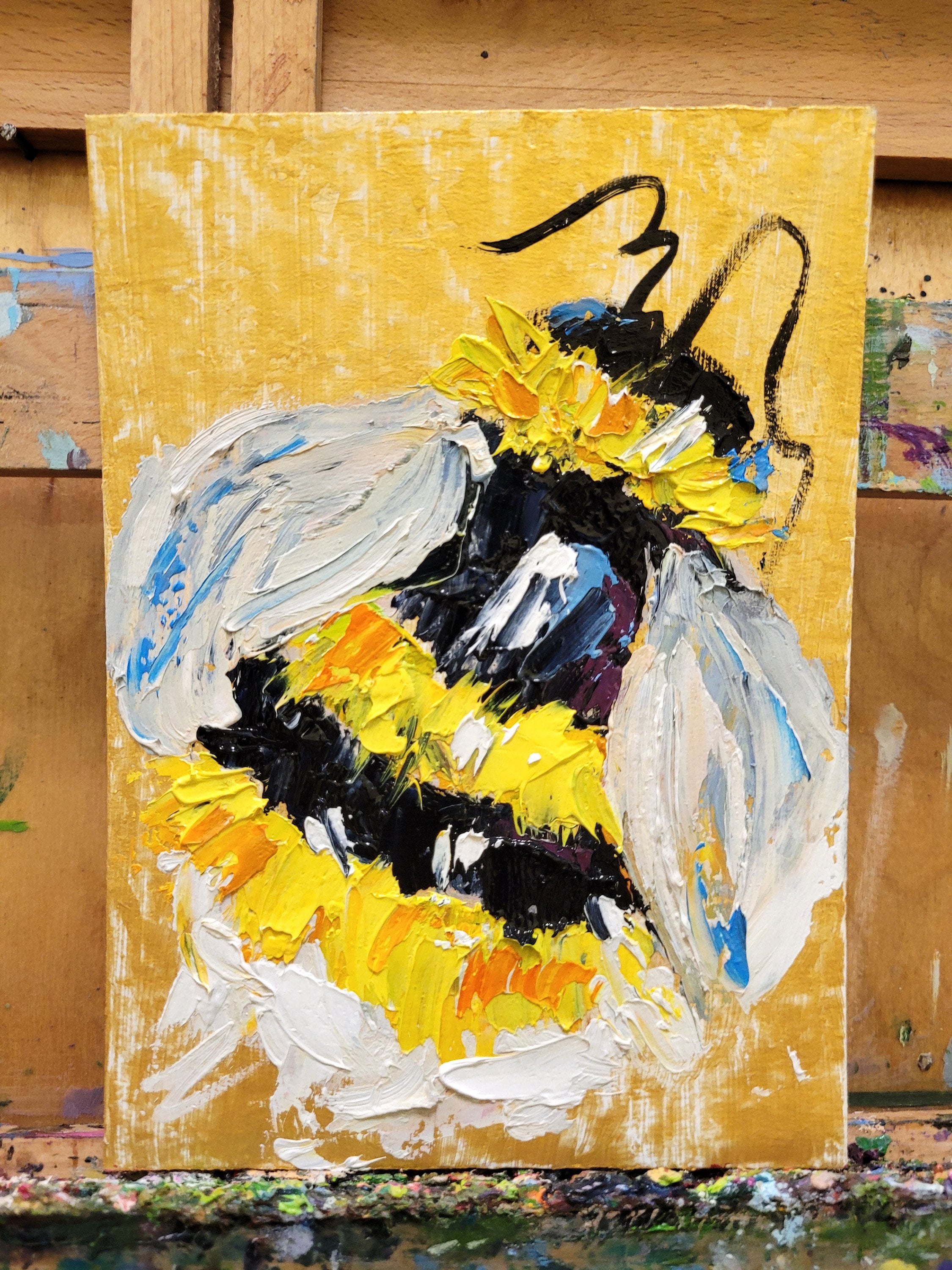 Bumble Bee Painting Bumble Bee Art Original Art Impasto Oil Painting ...