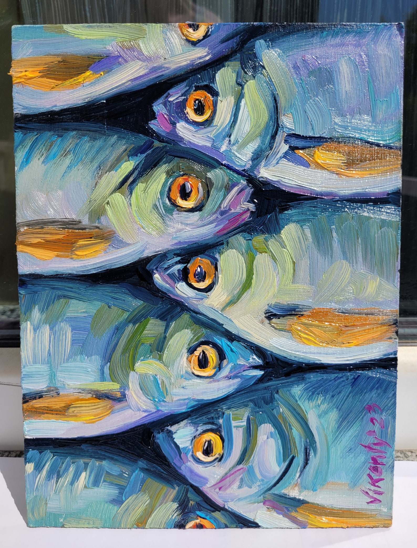 Sardine Painting Fish Painting Original Oil Painting Still Life ...