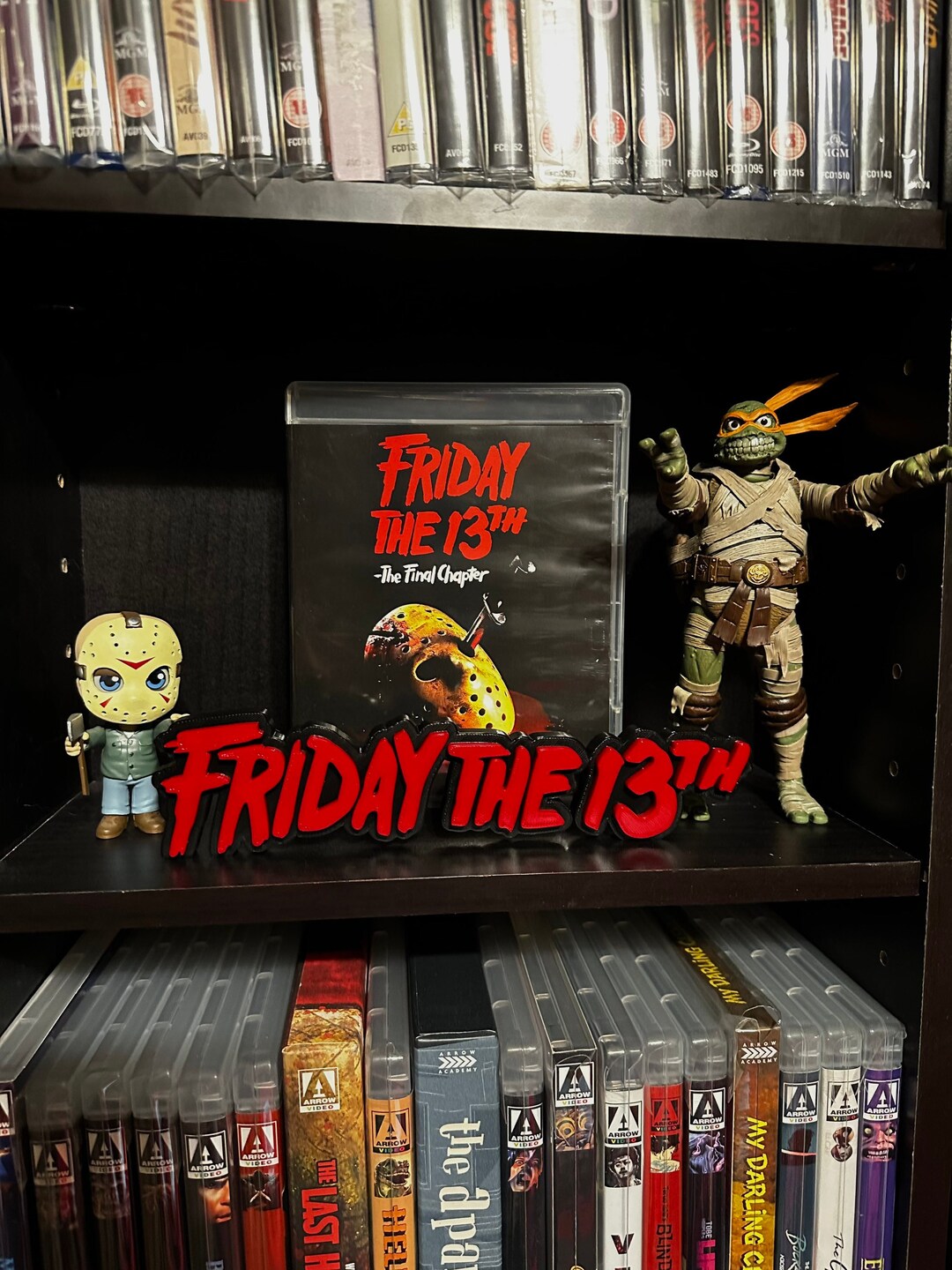 Red Friday the 13th / Horror Logo / Bookcase Display / Shelf Display - Etsy