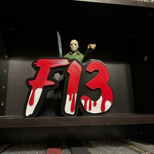 Bloody F13 / Friday the 13th Sign / Halloween Bookcase Display / Horror ...