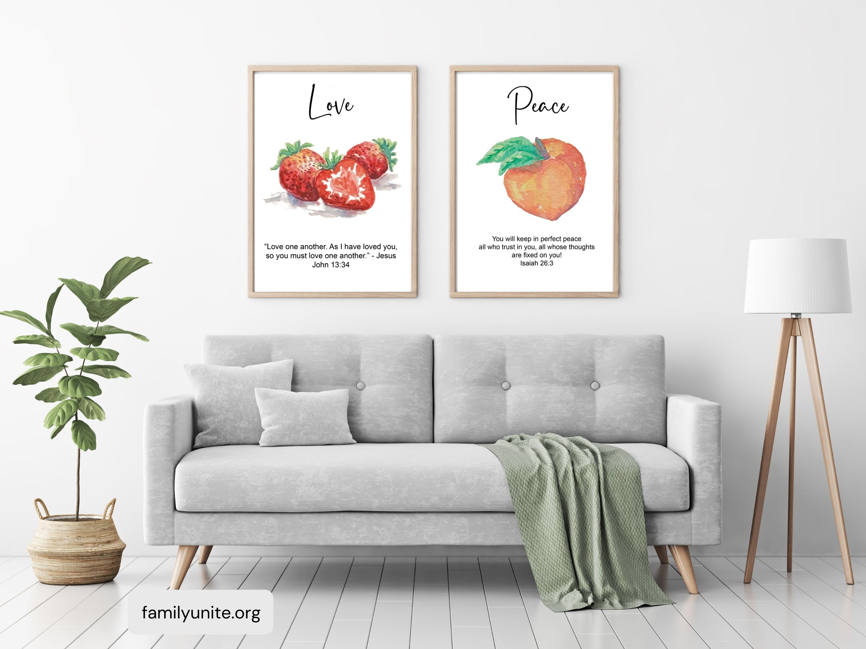 Fruit of the Spirit Wall Art Scripture Sign, Love Joy Peace Watercolor ...