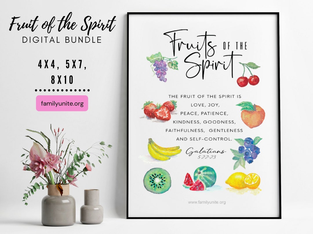 Fruit of the Spirit Wall Art Scripture Sign, Love Joy Peace Watercolor ...