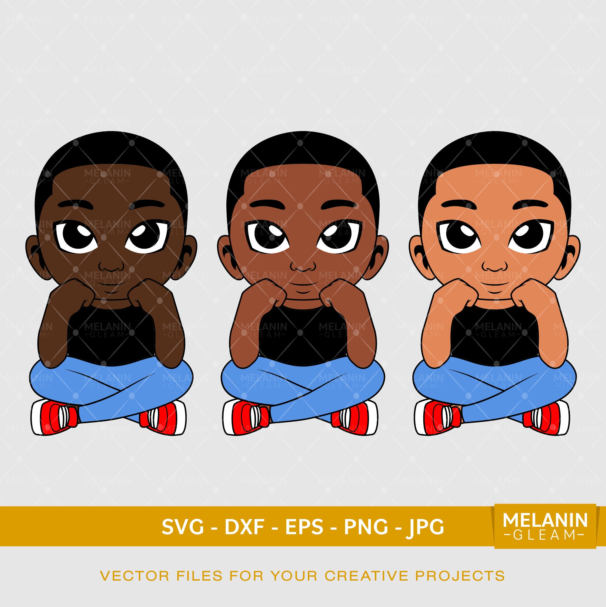 Sitting Buzz Cut Boy Digital SVG DXF EPS Png Jpg - Etsy
