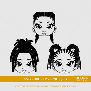 Braids Girl Silhouette, Melanin Svg, Peekaboo Girl, Afro Woman, Black ...