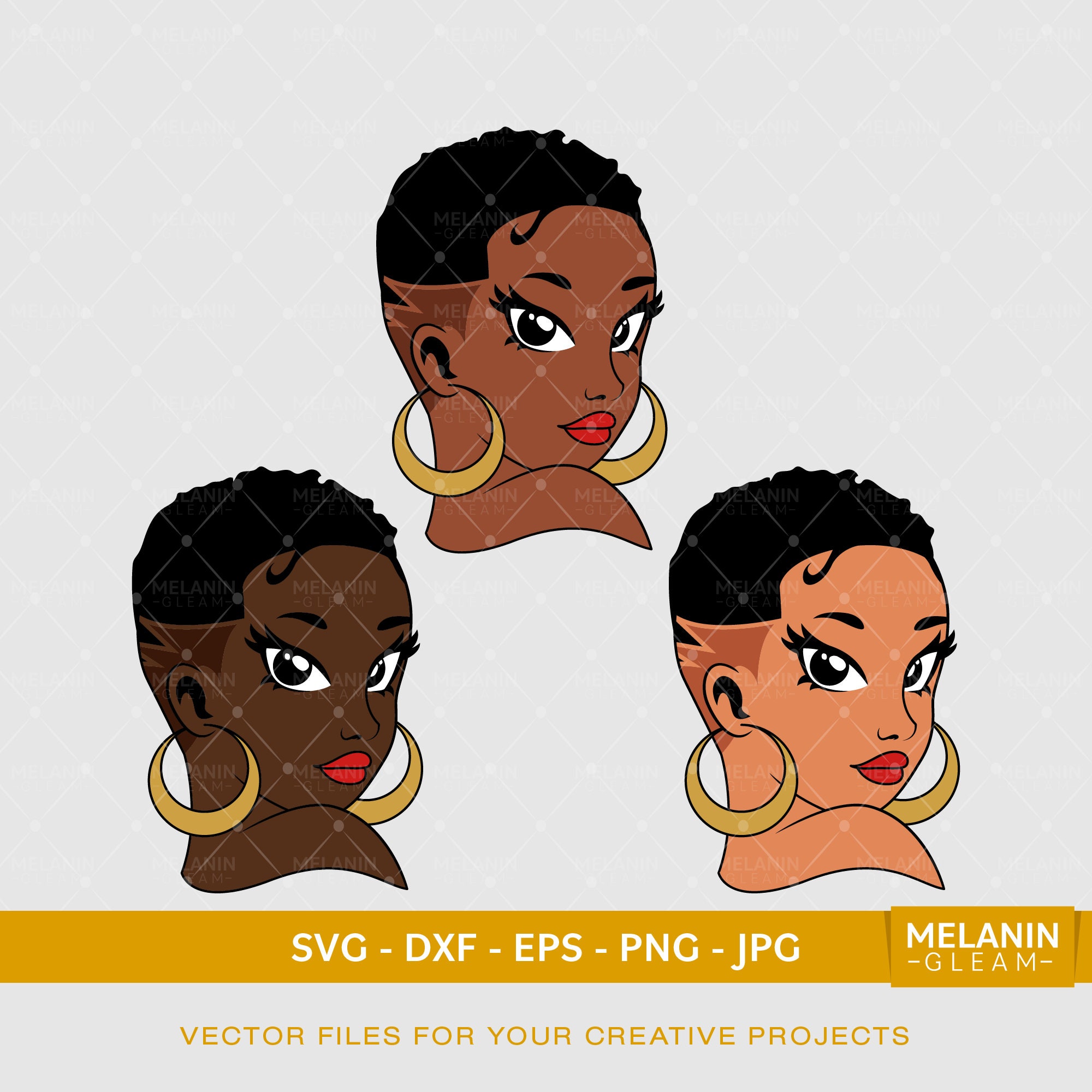 Short Afro Woman Digital SVG DXF EPS Png Jpg - Etsy