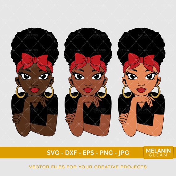 Relaxed Afro Puff Woman Digital SVG DXF EPS Png Jpg - Etsy