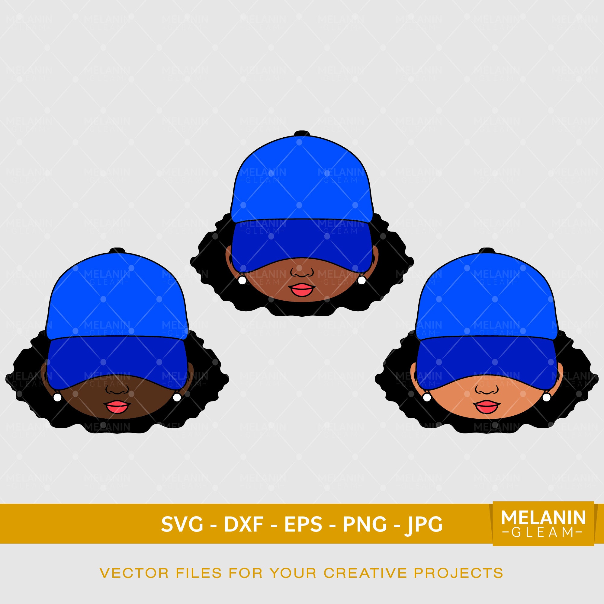Afro Girl Cap Digital SVG DXF EPS Png Jpg Melanin | Etsy