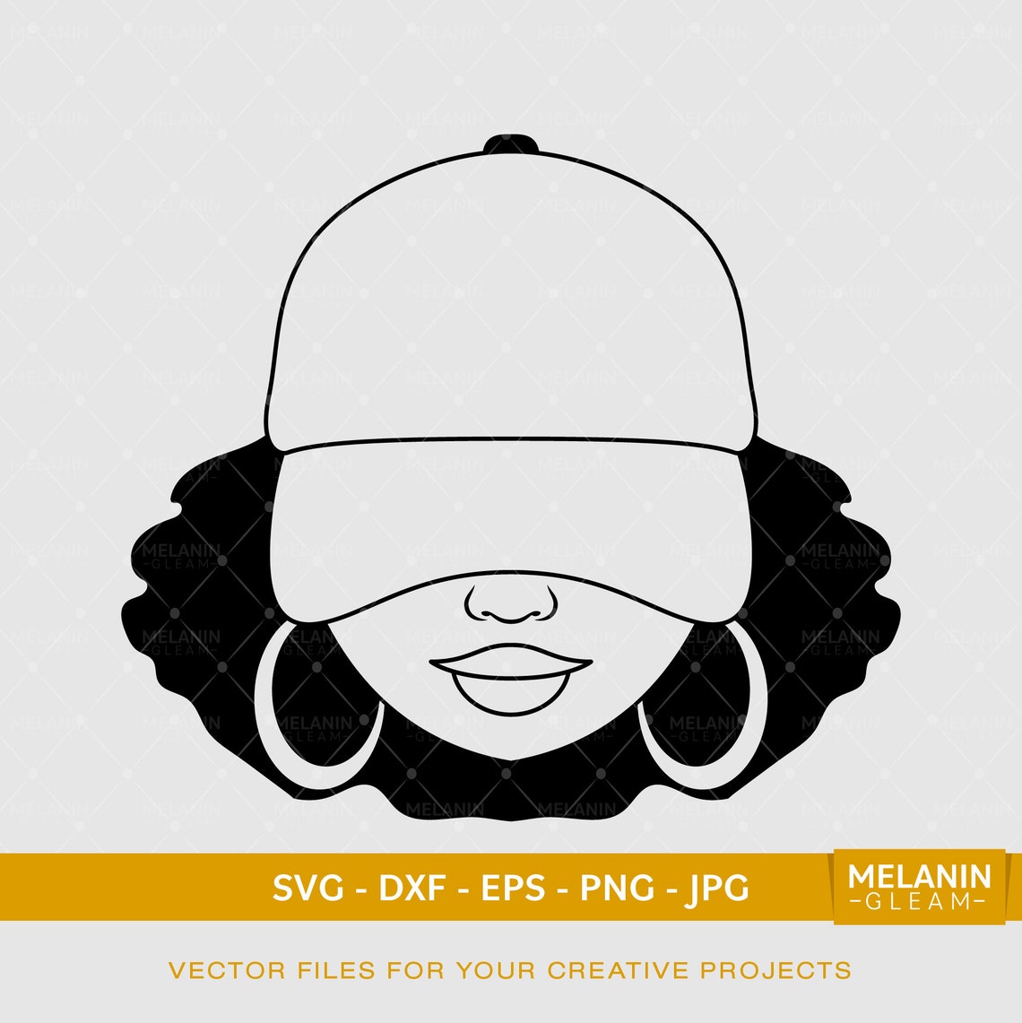 Afro Woman Cap Low Silhouette, Melanin, Black Woman Svg, Afro Woman ...