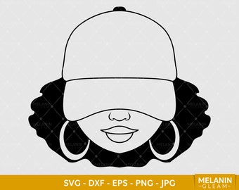 Afro Woman Cap Low Digital SVG DXF EPS Png Jpg | Etsy