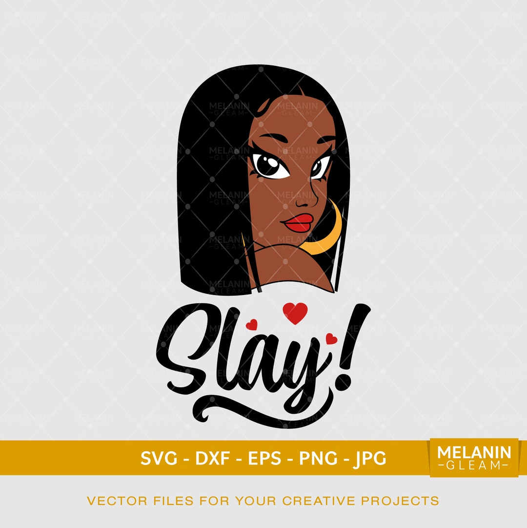 Straight Hair Woman Slay Text | Digital SVG - DXF - EPS - Png - Jpg ...