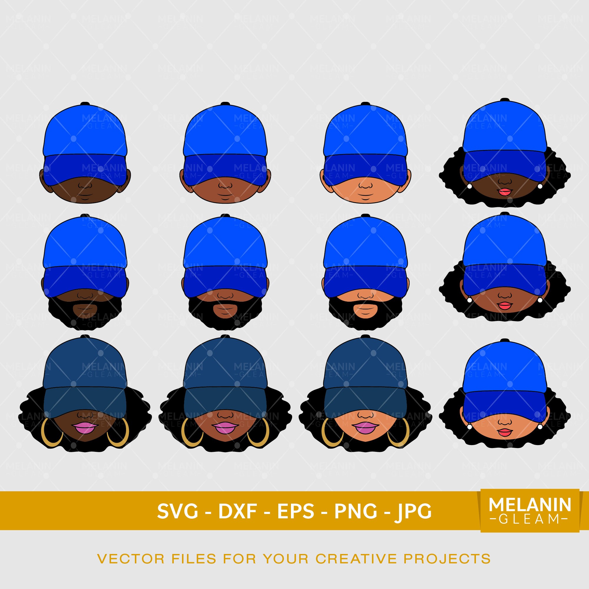 Cap Faces Bundle Digital SVG DXF EPS Png Jpg - Etsy