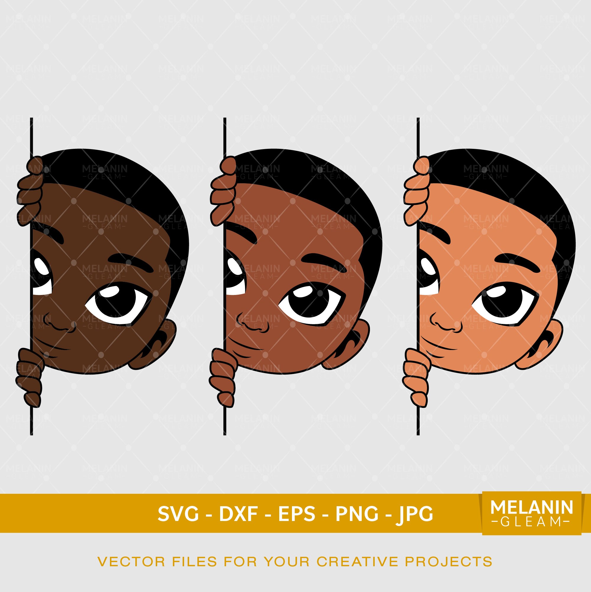 Boy Side Peek Digital SVG DXF EPS Png Jpg Melanin - Etsy