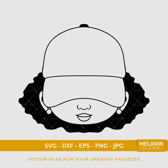 Afro Girl Cap Silhouette Digital SVG DXF EPS Png Jpg | Etsy