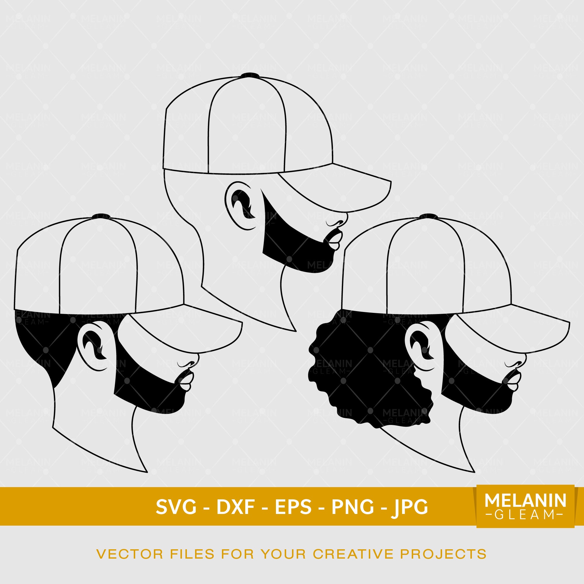 Side Black Man Cap Silhouette Melanin Svg African American - Etsy