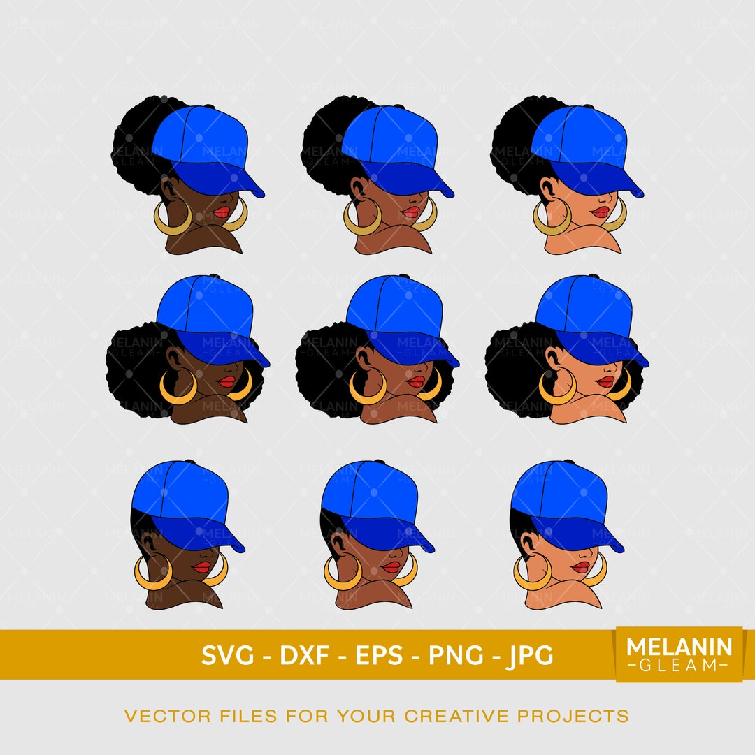 African American Woman Cap Bundle | Digital SVG - DXF - EPS - Png - Jpg ...