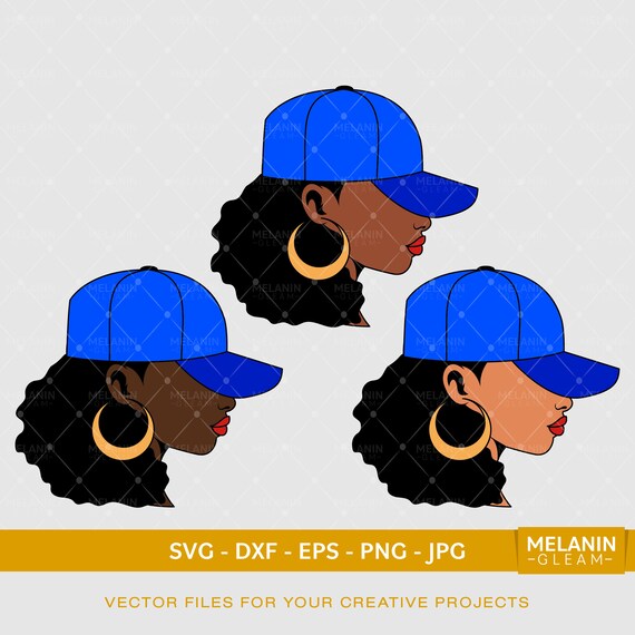 Side Afro Woman Cap Digital SVG DXF EPS Png Jpg | Etsy