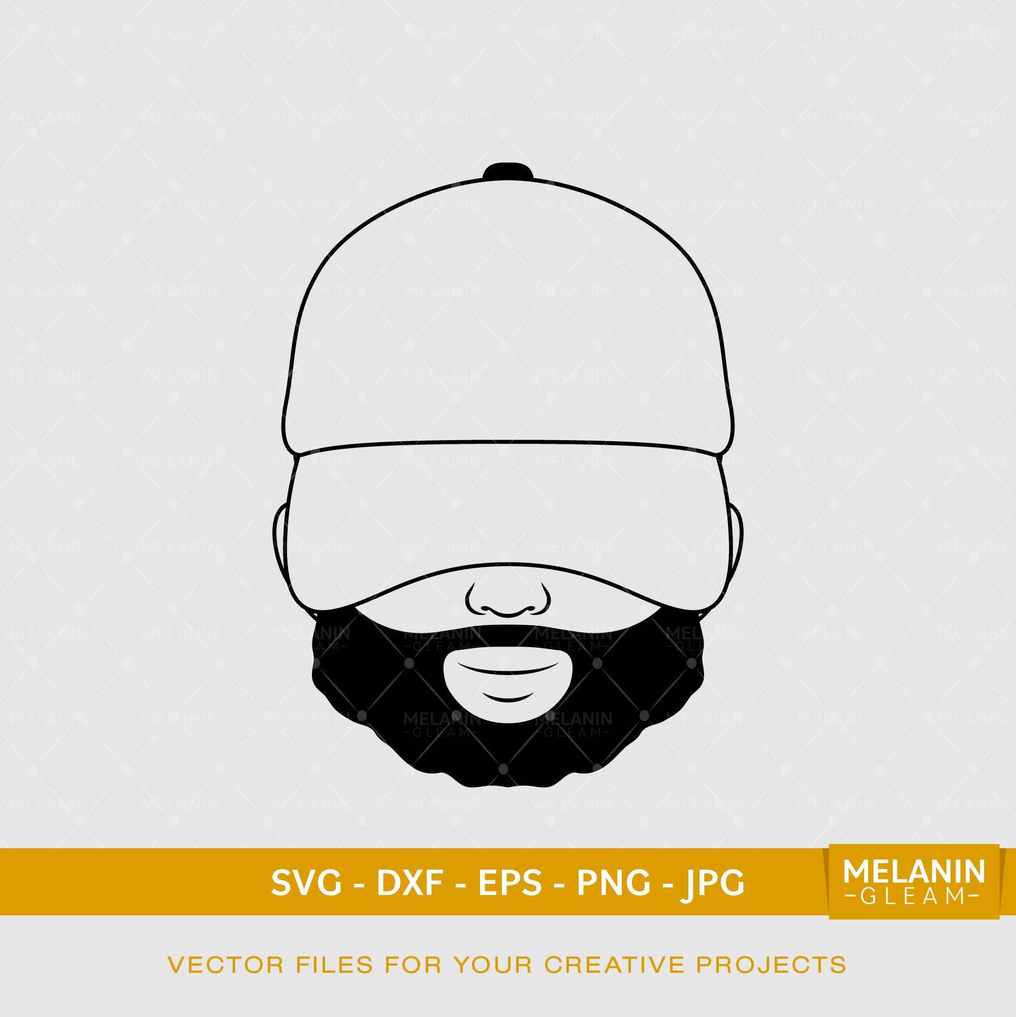 Bearded Man Cap Silhouette | Digital SVG - DXF - EPS - Png - Jpg ...