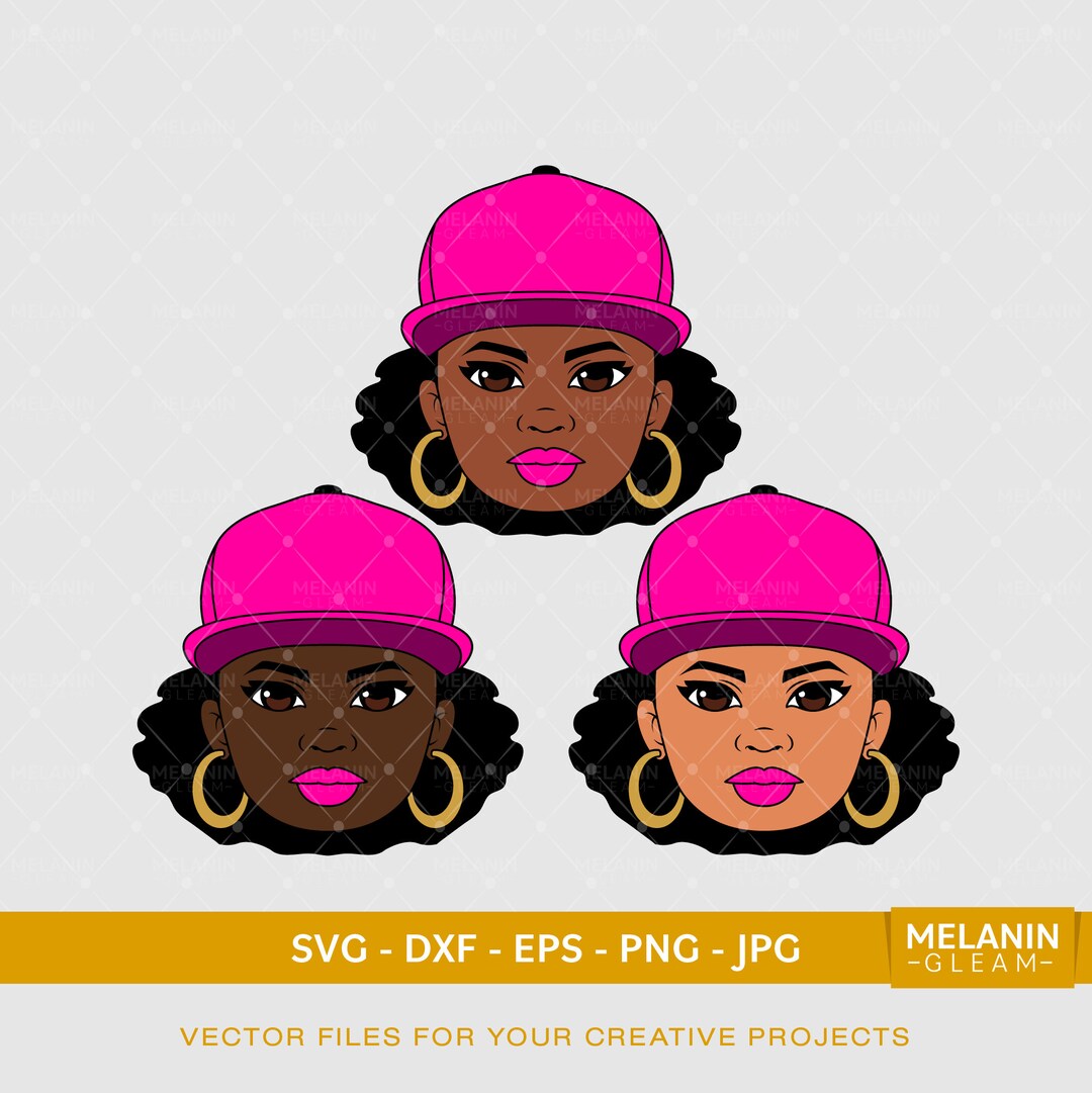 Afro Black Woman Cap, Melanin, Black Woman Svg, Afro Woman, Black Girl ...