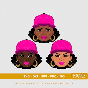Afro Black Woman Cap, Melanin, Black Woman Svg, Afro Woman, Black Girl ...