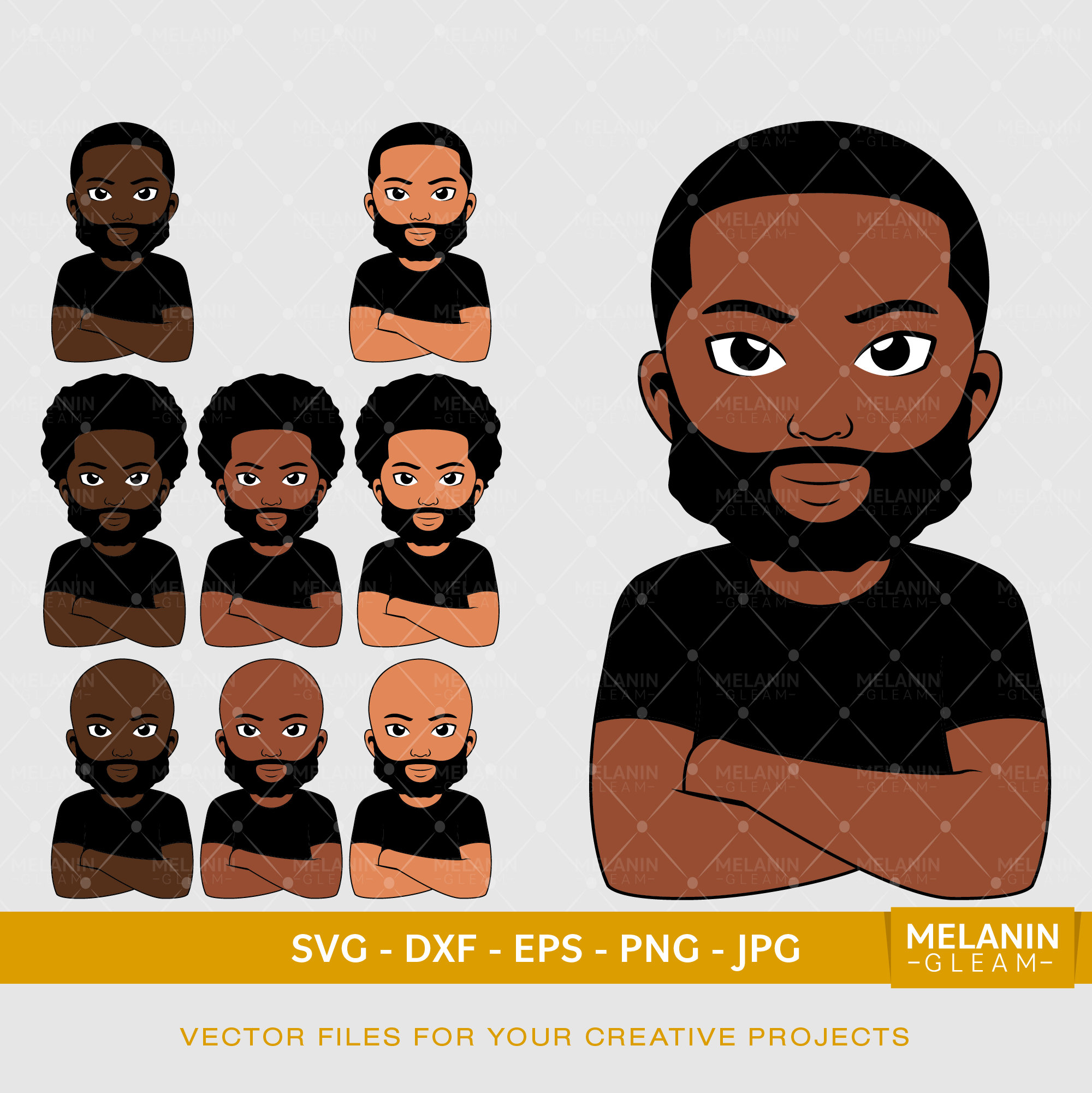 Black Man Arms Crossed Bundle | Digital SVG - DXF - EPS - Png - Jpg ...