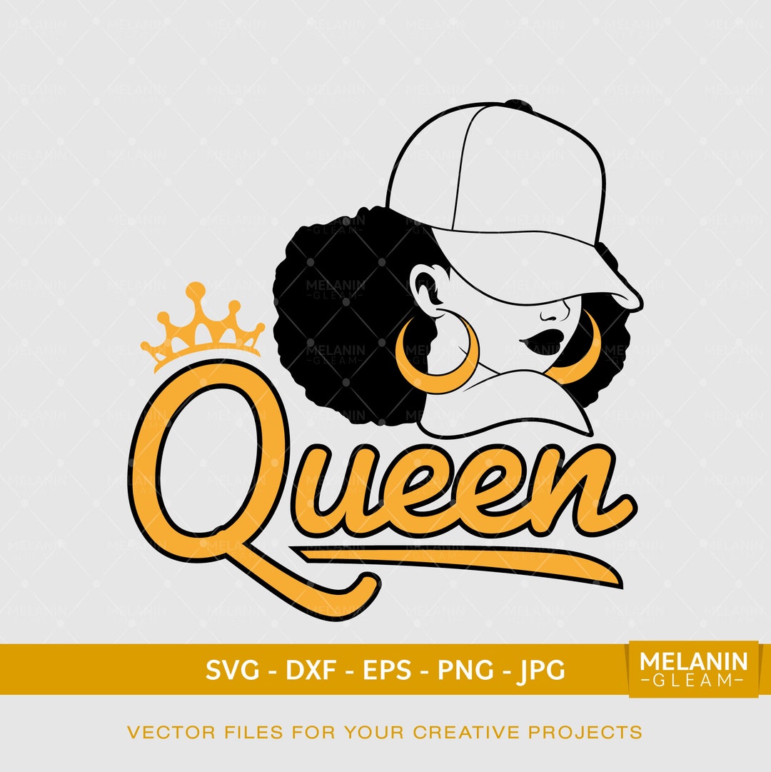 Queen Face Cap | Digital SVG - DXF - EPS - Png - Jpg | Melanin, Black ...